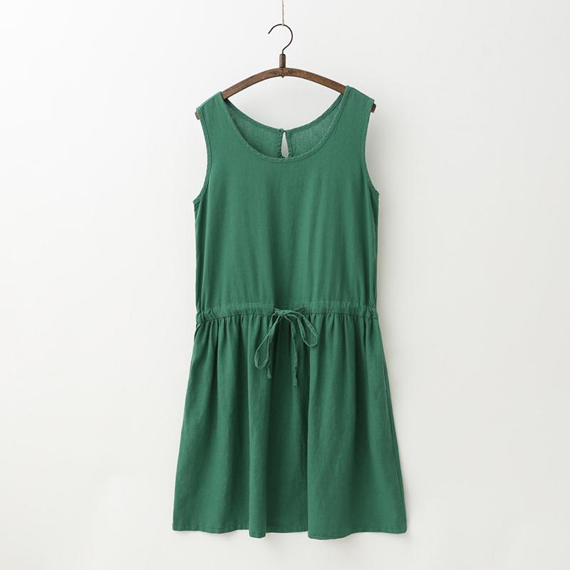 森林系棉麻圆领无袖连衣裙 清新文艺百搭纯… - 高清图片，堆糖，美图壁纸兴趣社区