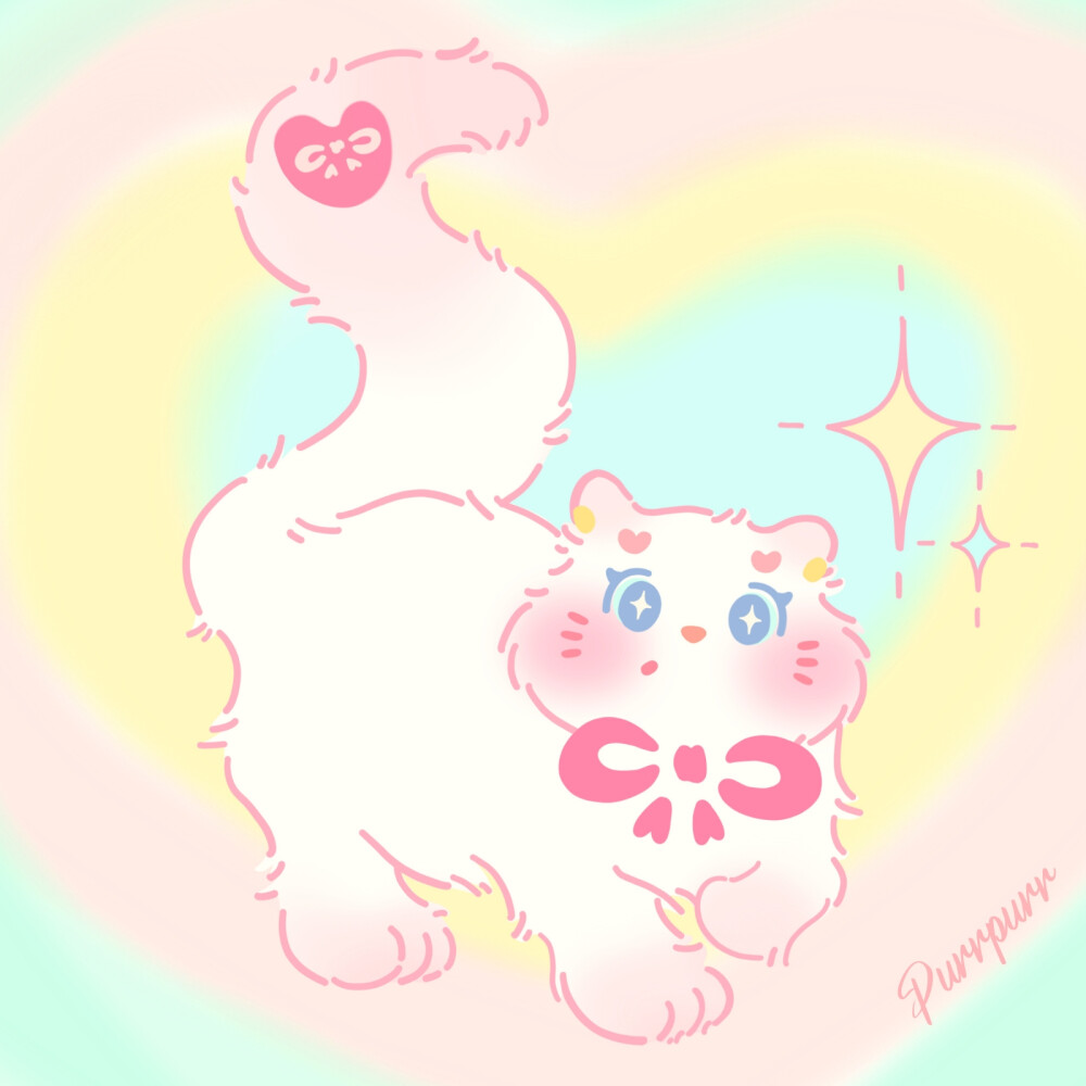 甜美梦幻小猫咪 画师:purrpurr车车 - 堆糖，美图壁纸兴趣社区