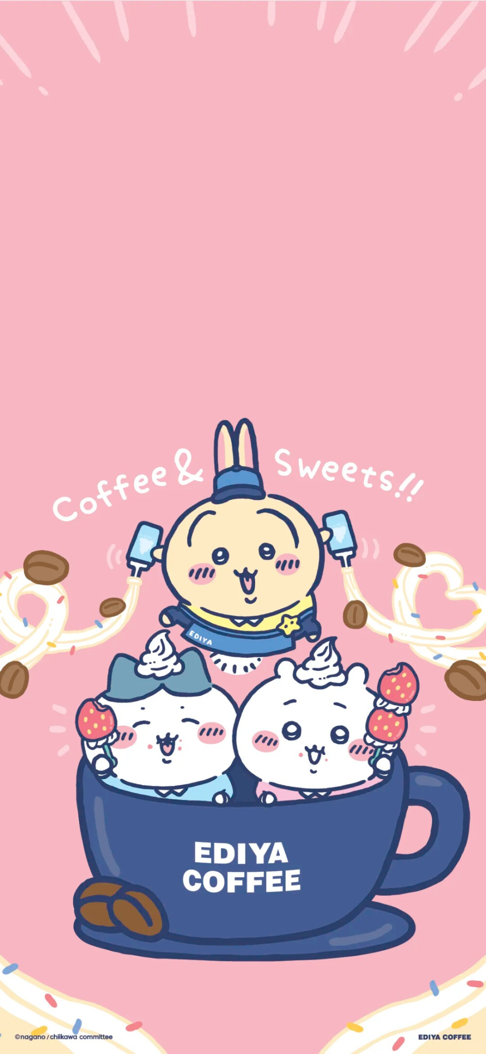 chiikawa x EDIYA COFFEE联动壁纸 - 高清图片，堆糖，美图壁纸兴趣社区