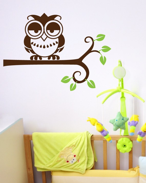 Decal - OWL on a Branch wall decal stick… - 高清图片，堆糖，美图壁纸兴趣社区