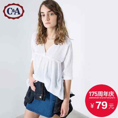 C＆A女式褶皱A字压纹罩衫 2016秋冬七分袖衬… - 高清图片，堆糖，美图壁纸兴趣社区