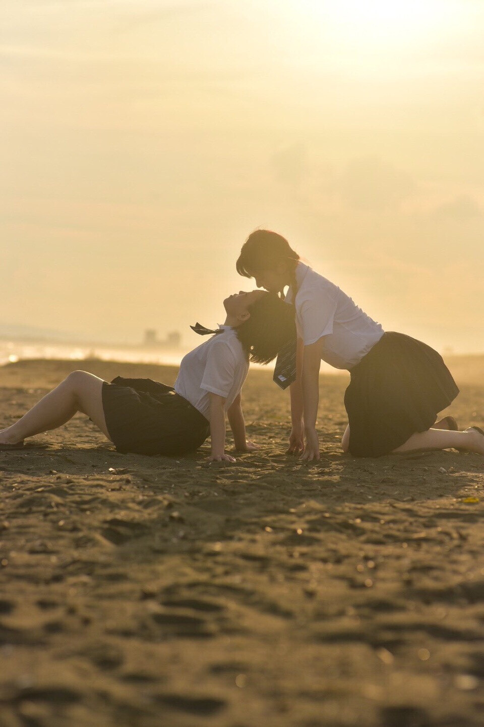 jk 制服 写真 海 沙滩 夕阳 少女 - 高清图片，堆糖，美图壁纸兴趣社区