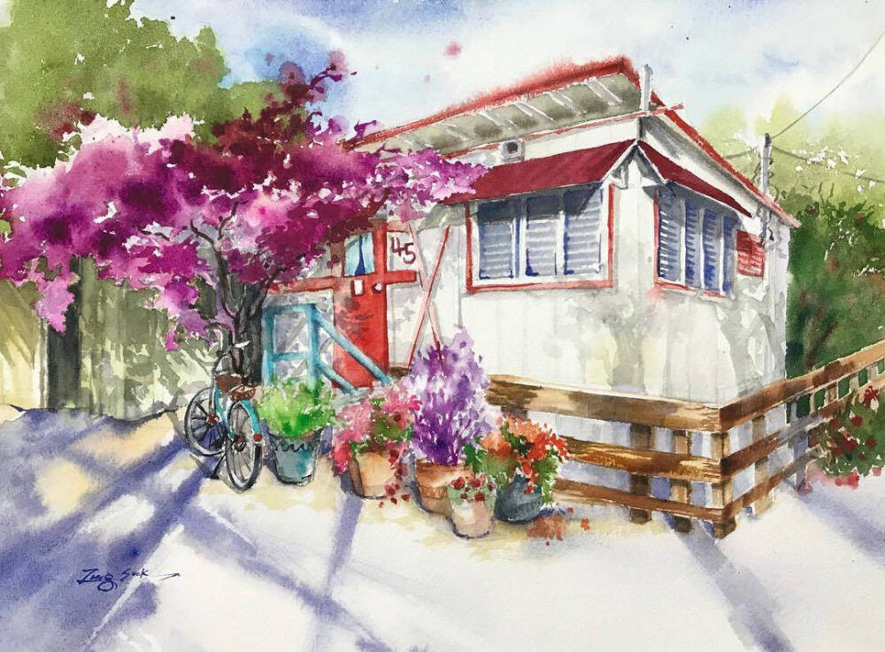 水彩风景 韩国插画yyun - 高清图片，堆糖，美图壁纸兴趣社区