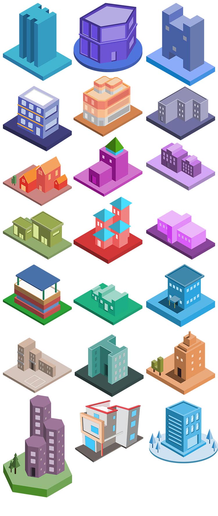 21张2.5d建筑写字楼立体建筑物3d房子卡通手… - 堆糖，美图壁纸兴趣社区