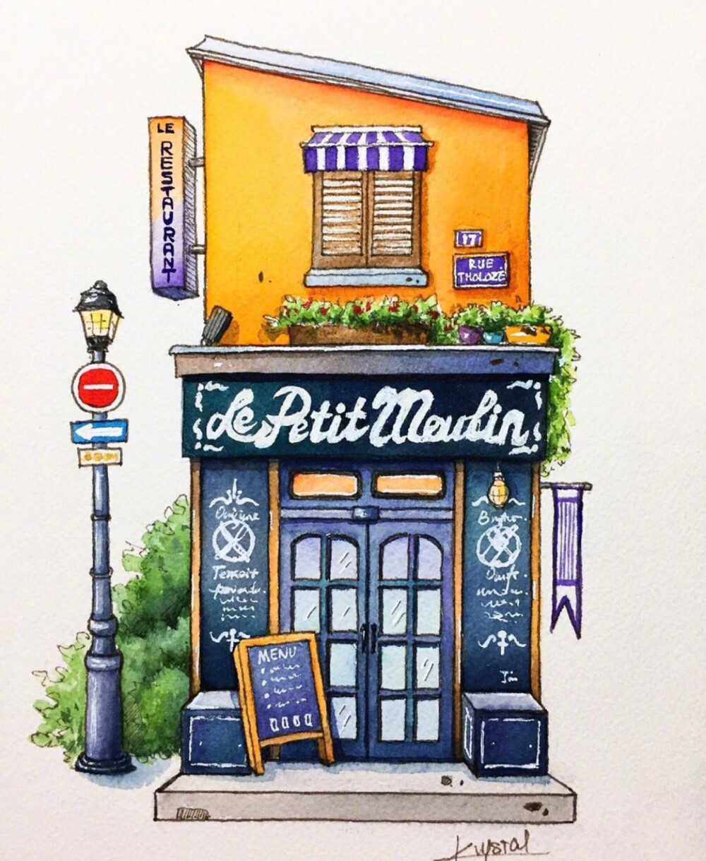 水彩版可爱的街边小铺 ins:krystal_jin_62… - 高清图片，堆糖，美图壁纸兴趣社区