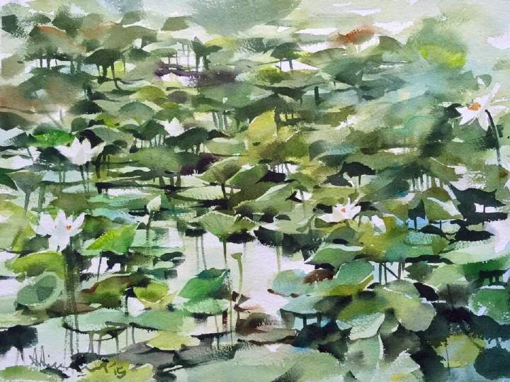 泰国画家Adisorn Pornsirikarn的水彩荷花 … - 堆糖，美图壁纸兴趣社区