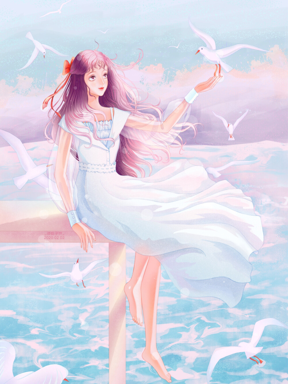 光影少女意境插画 画师：_须弥子芥_ - 堆糖，美图壁纸兴趣社区